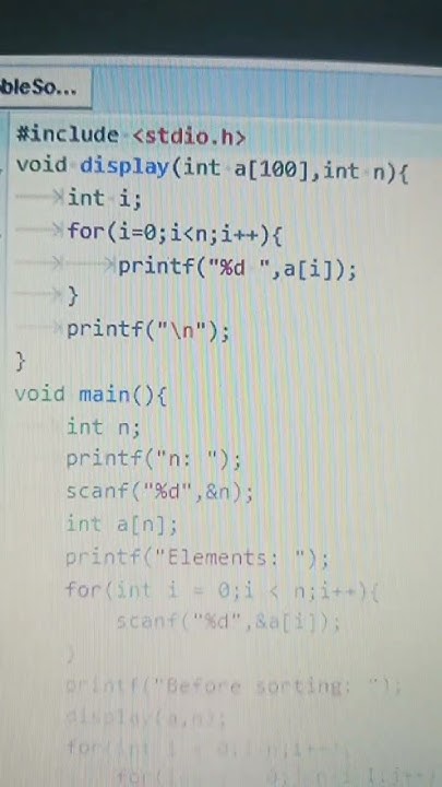 C programming language for bubble sort - YouTube