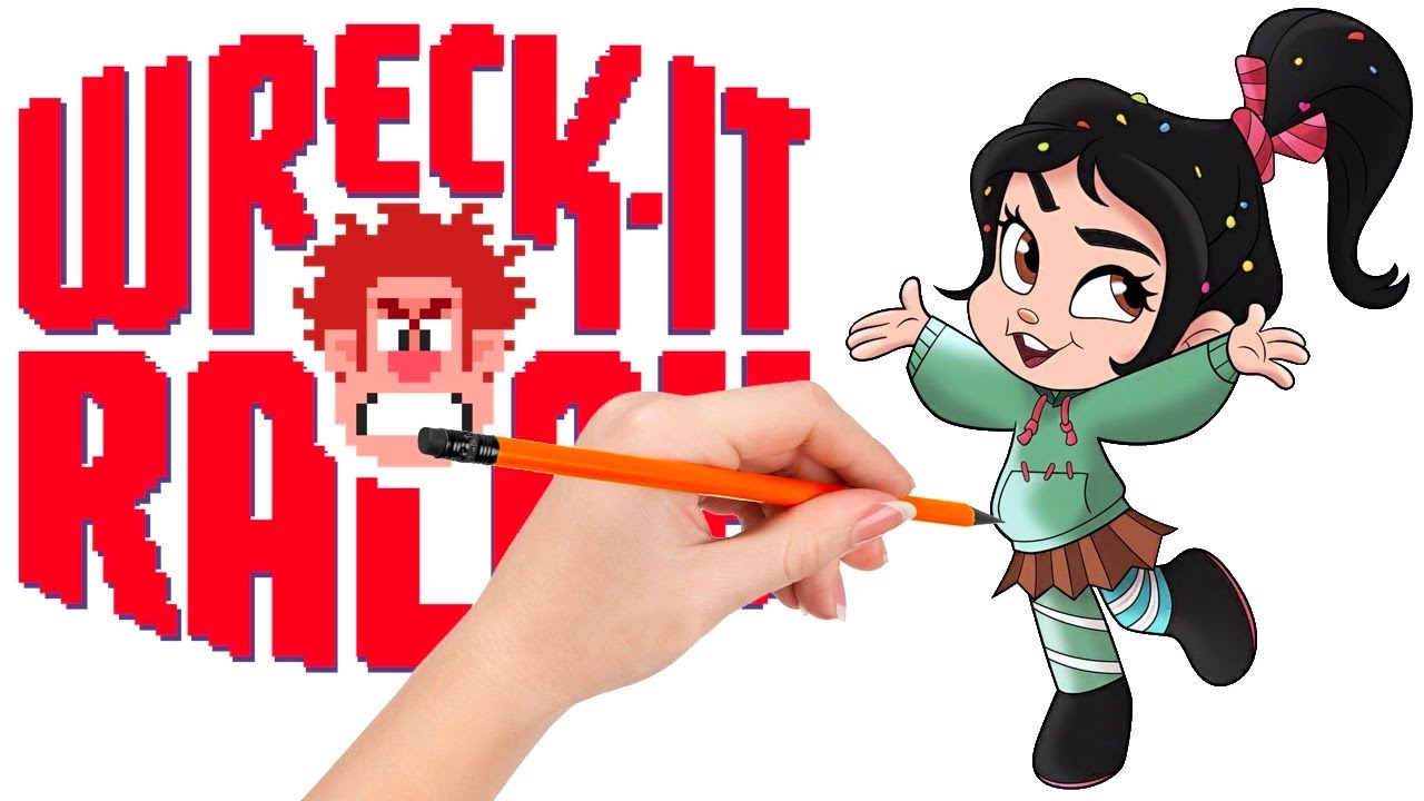How to draw Vanellope von Schweetz ready to celebrate - Wreck-It Ralph ...