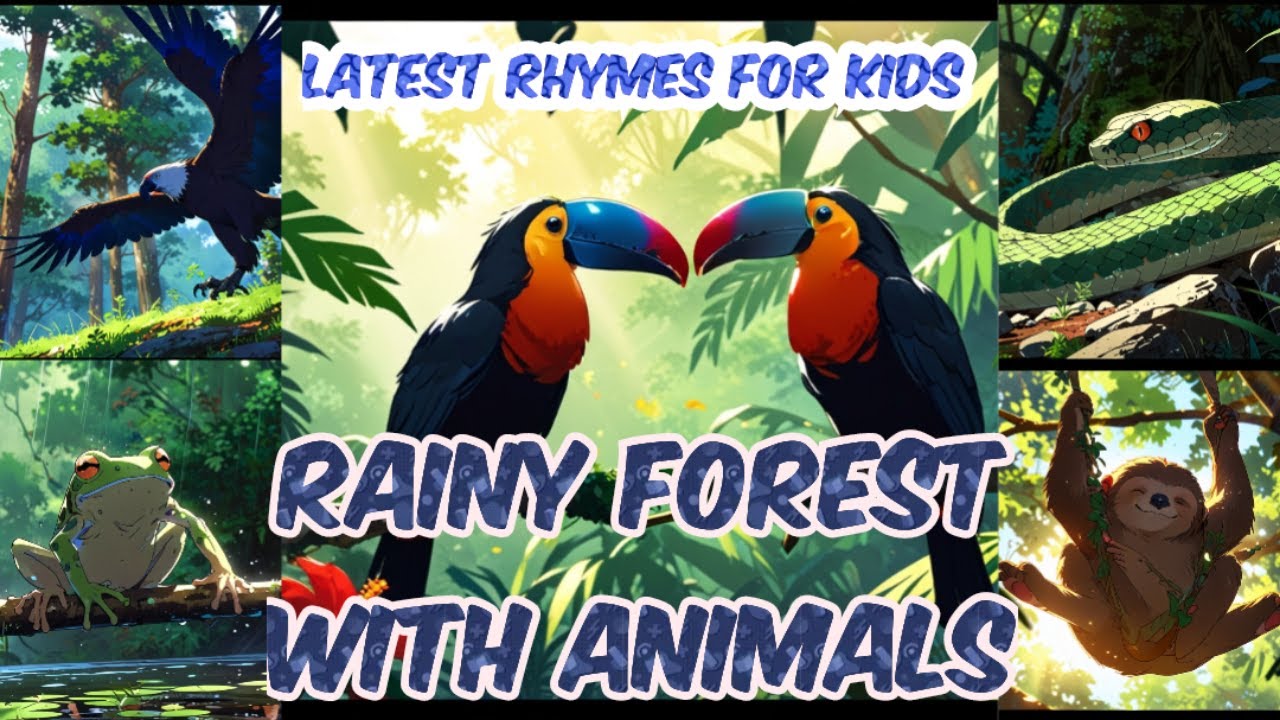 The rainy Forest with animals l animal song l nursery rhymes for ...