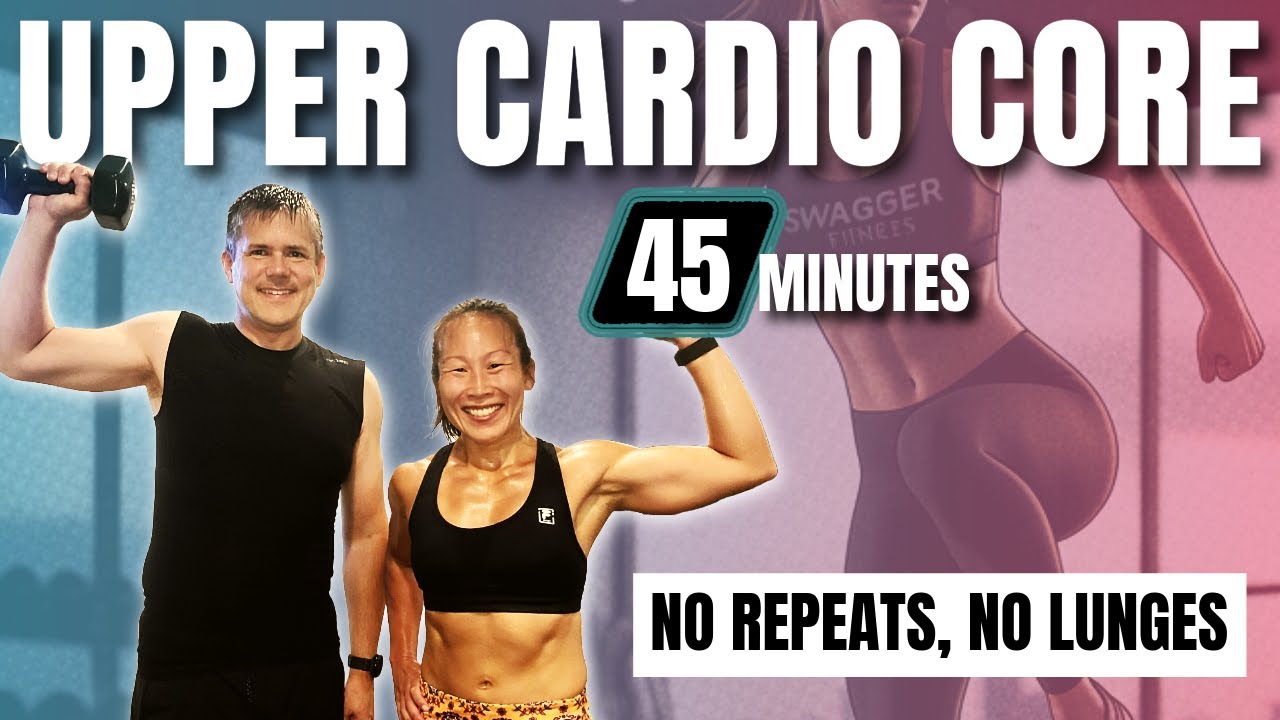 45 MIN: Upper, Cardio, Core - NO REPEATS | NO LUNGES - LIVE WORKOUT ...
