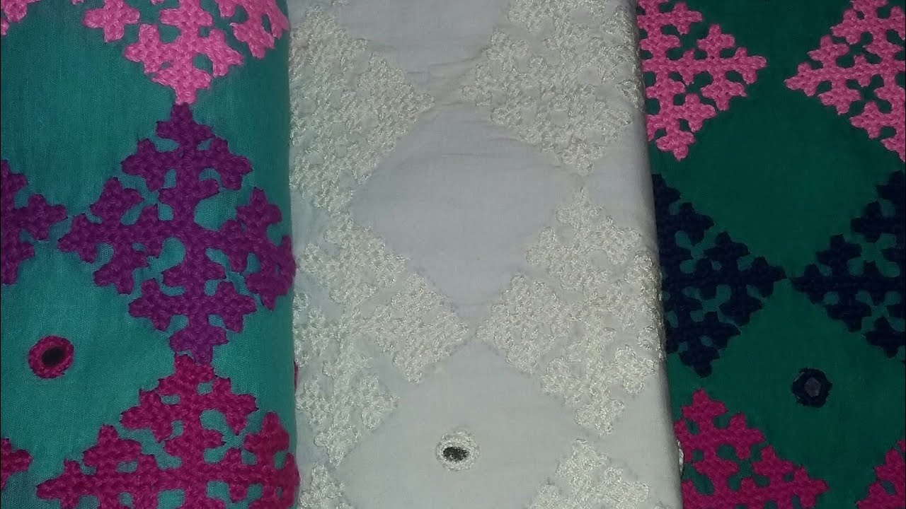 Hand embroidery: Beautiful all over gujrati kaj Kora Kamij design for ...