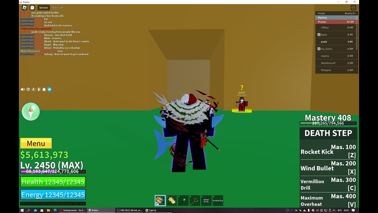 (Best One Shot Combo Quake + Death Step + Spikey Trident) Blox Fruits ...