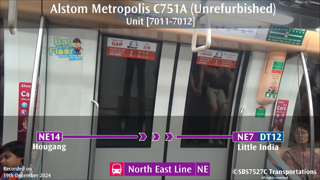 SBS Transit Alstom C751A (Unrefurbished) [7011-7012] train ride from ...