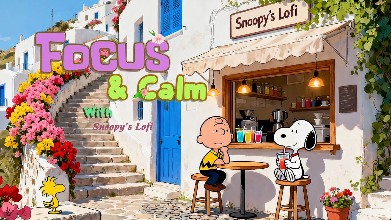Sunny Café Moments with Snoopy & Charlie Brown☕ Soft Lofi Beats for ...
