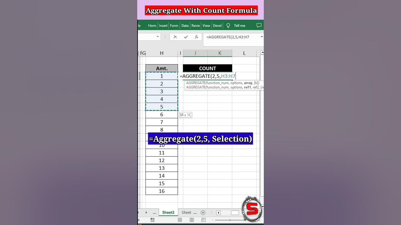 MS Excel Tricks & Tips 2021 - Aggregate function with count Formula |#Shorts #excel - YouTube