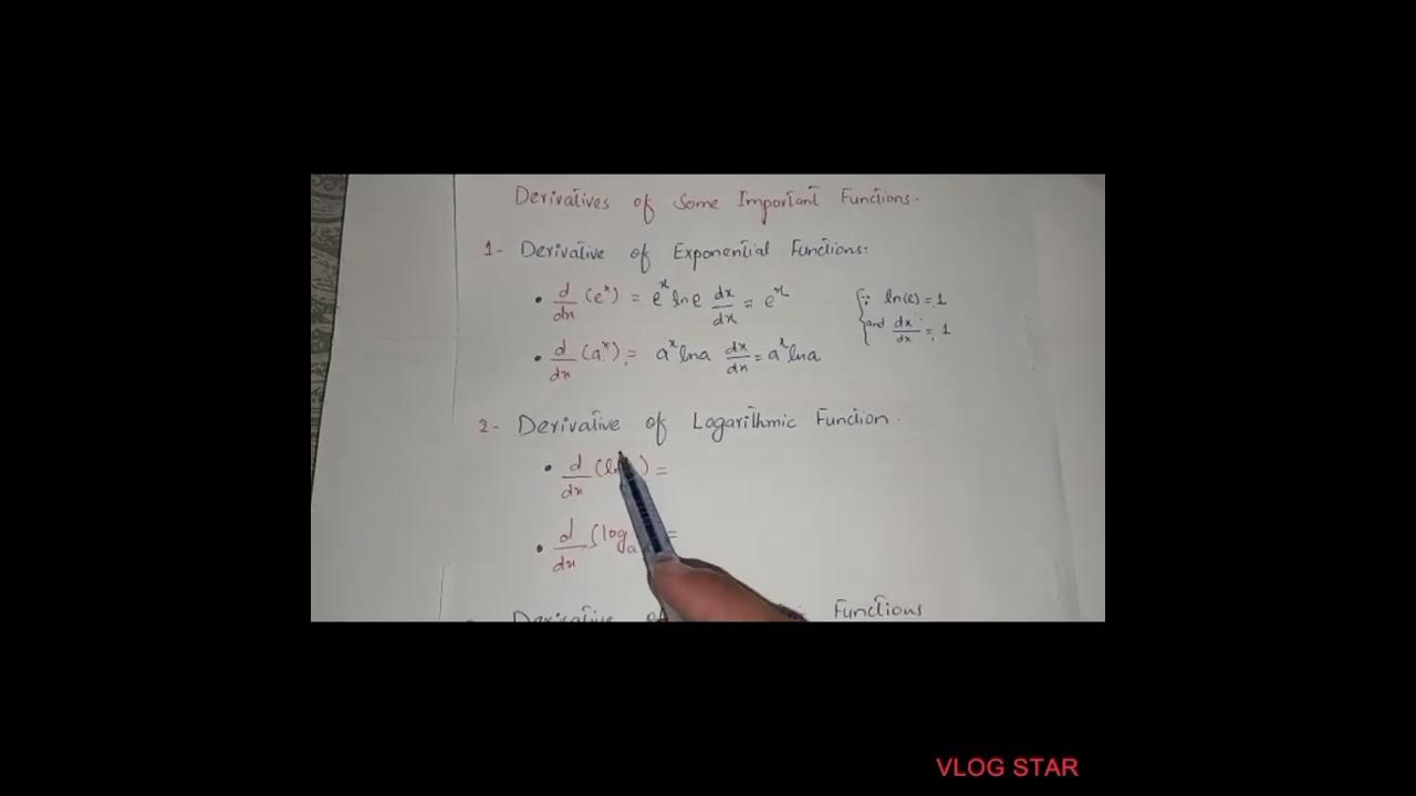 Derivative of some important functions|Exponential|Logarithmic|Trigonometry - YouTube