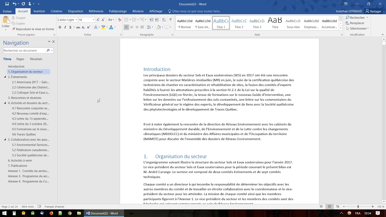 Word 2016 – Fonctions Annexes — Le volet de navigation - YouTube