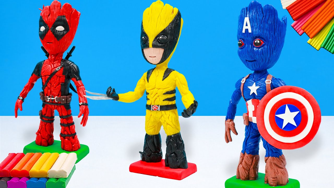 DIY Groot mashup Superheroes Captain America, Deadpool, Wolverine with ...