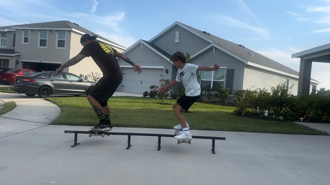 Boardslide a rail at the same time - YouTube