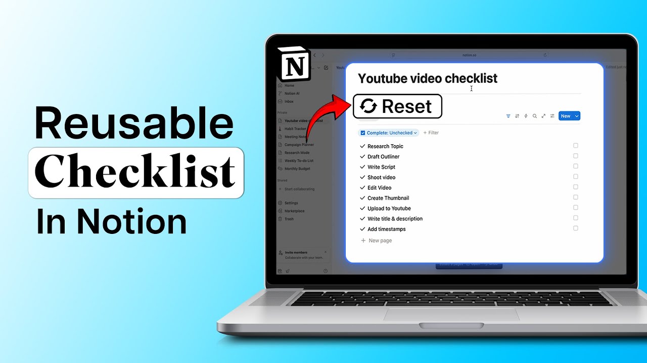 How to Create Easy Reusable Checklist in Notion? - YouTube