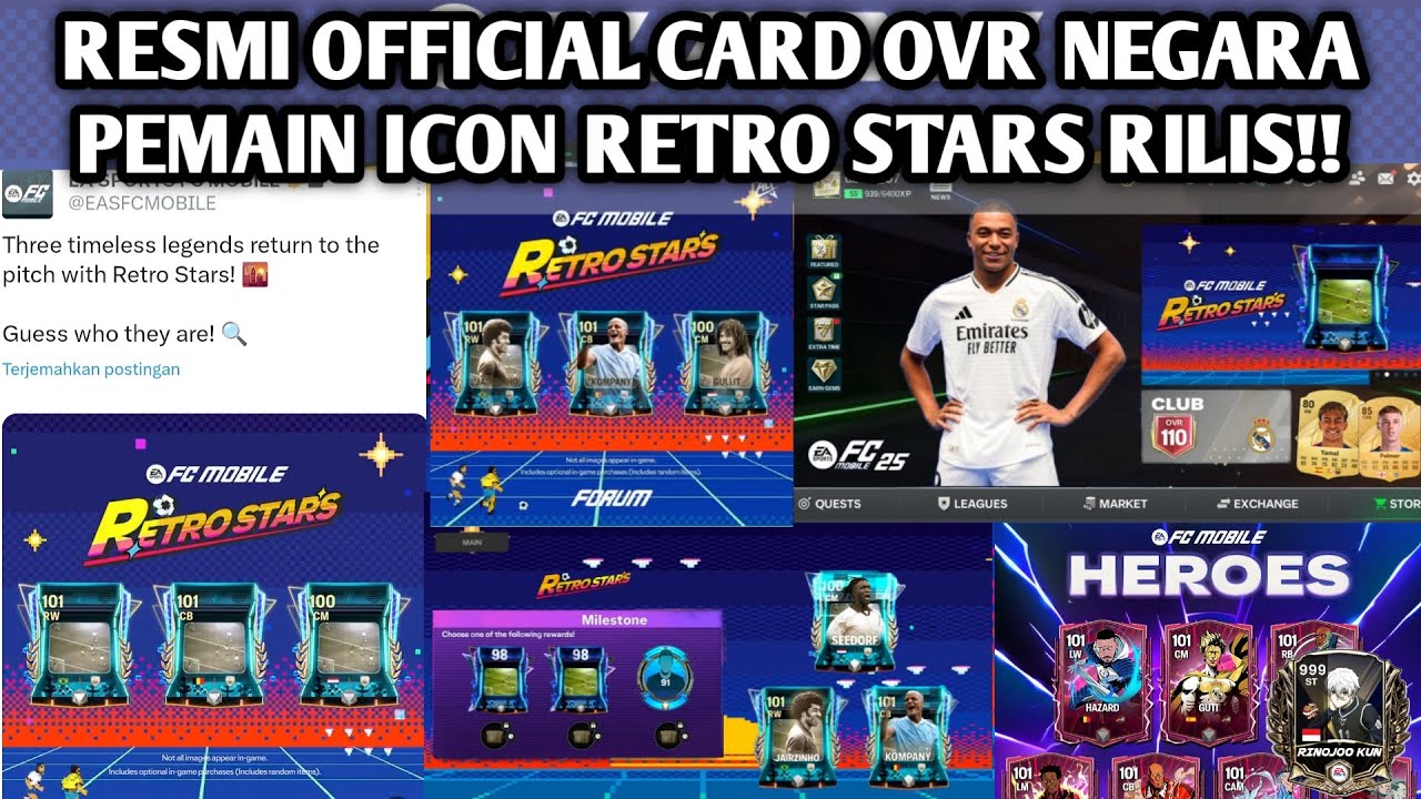 RESMI OFFICIAL CARD OVR NEGARA POSISI PEMAIN ICON RETRO STARS RILIS ...