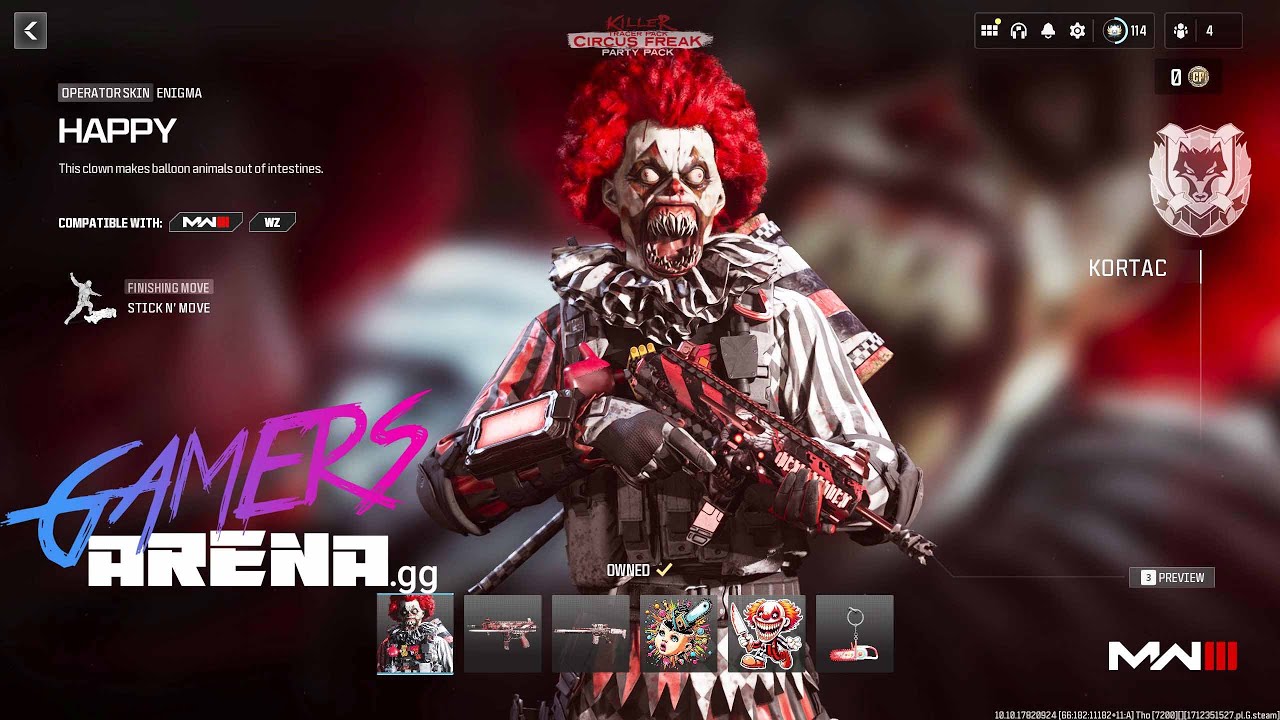 NEW UNRELEASED! COD MW3 CIRCUS FREAK Enigma Operator Skin Hard Unlocked ...
