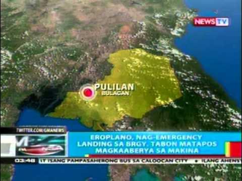 BP: Eroplano, nag-emergency landing sa brgy. Tabon matapos magkaaberya sa Makina - YouTube