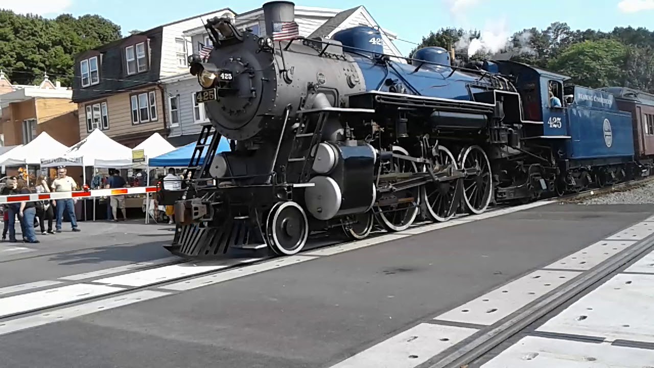 CNJ 113 & R&N 425 Steam Locomotive in Schuylkill Haven! - YouTube