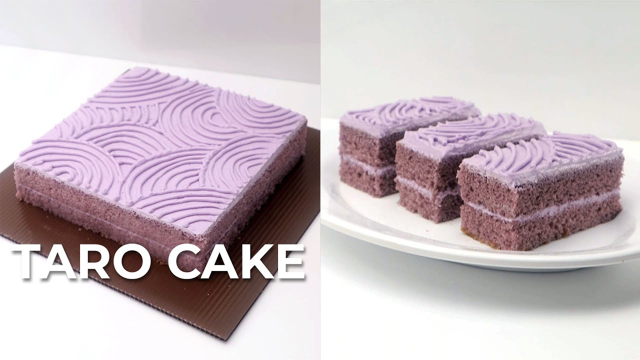 CAKE POTONG TARO DENGAN BUTTERCREAM // TARO SLICE CAKE - YouTube
