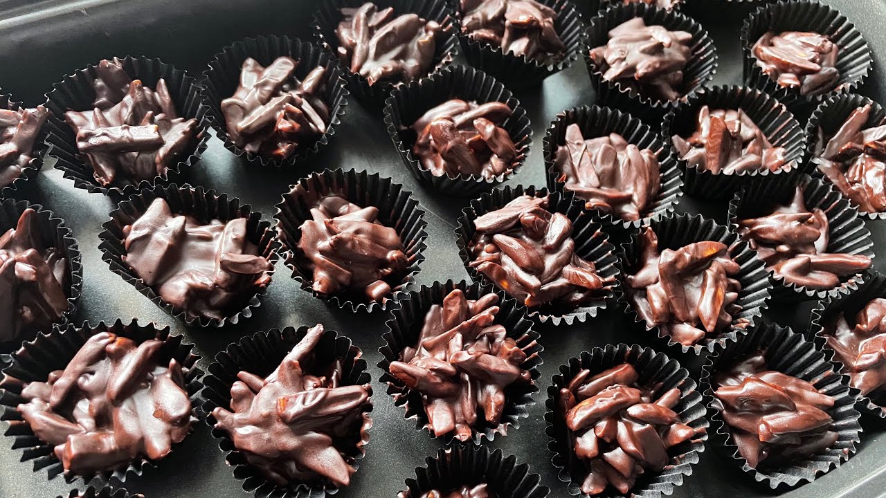Almond Cluster | Crunchy Almond Chocolate | Biskut Badam Coklat - YouTube