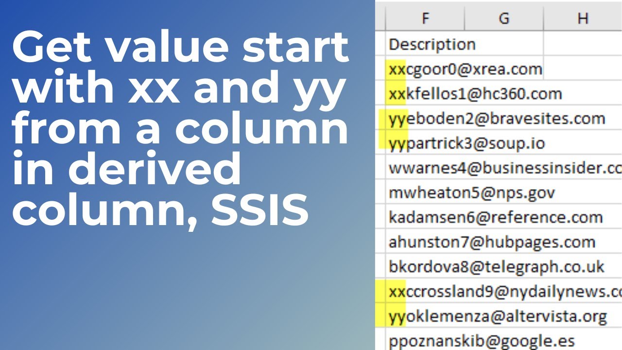 108 How To Get Value Start With Xx And Yy From A Column In Derived Column Using Ssis Youtube