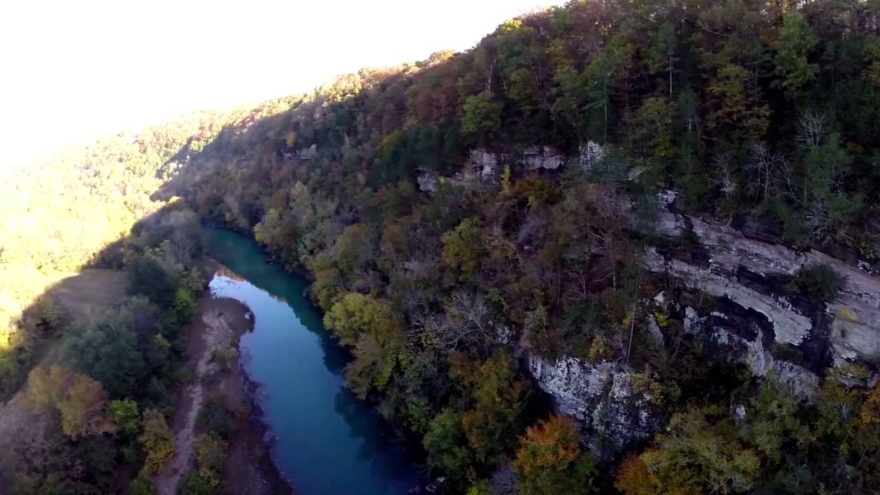 Mulberry River Fall Colors Aerial Fly Around - YouTube
