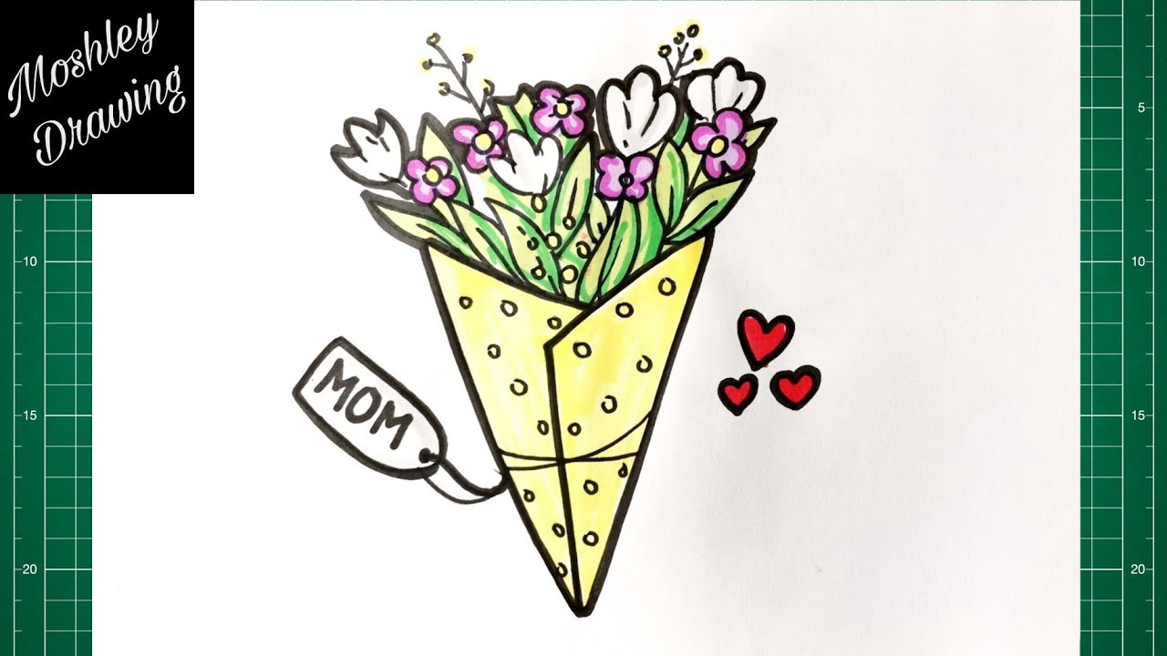 How to Draw a Mother's Day Bouquet - Mother's Day Drawing - YouTube
