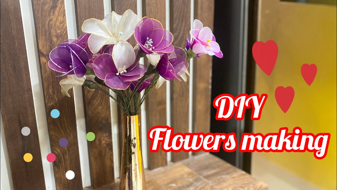 DIY Flowers making with stocking cloth - YouTube