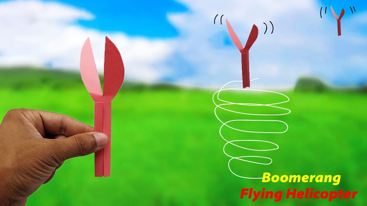 Boomerang Flying Helicopter - Paper Flying Toy Helicopter - How to Make ...