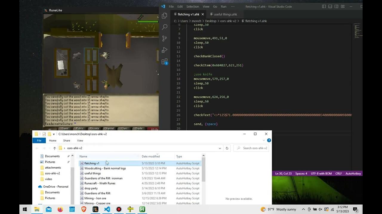 Osrs Making An Ahk Script From Scratch Fletching Youtube