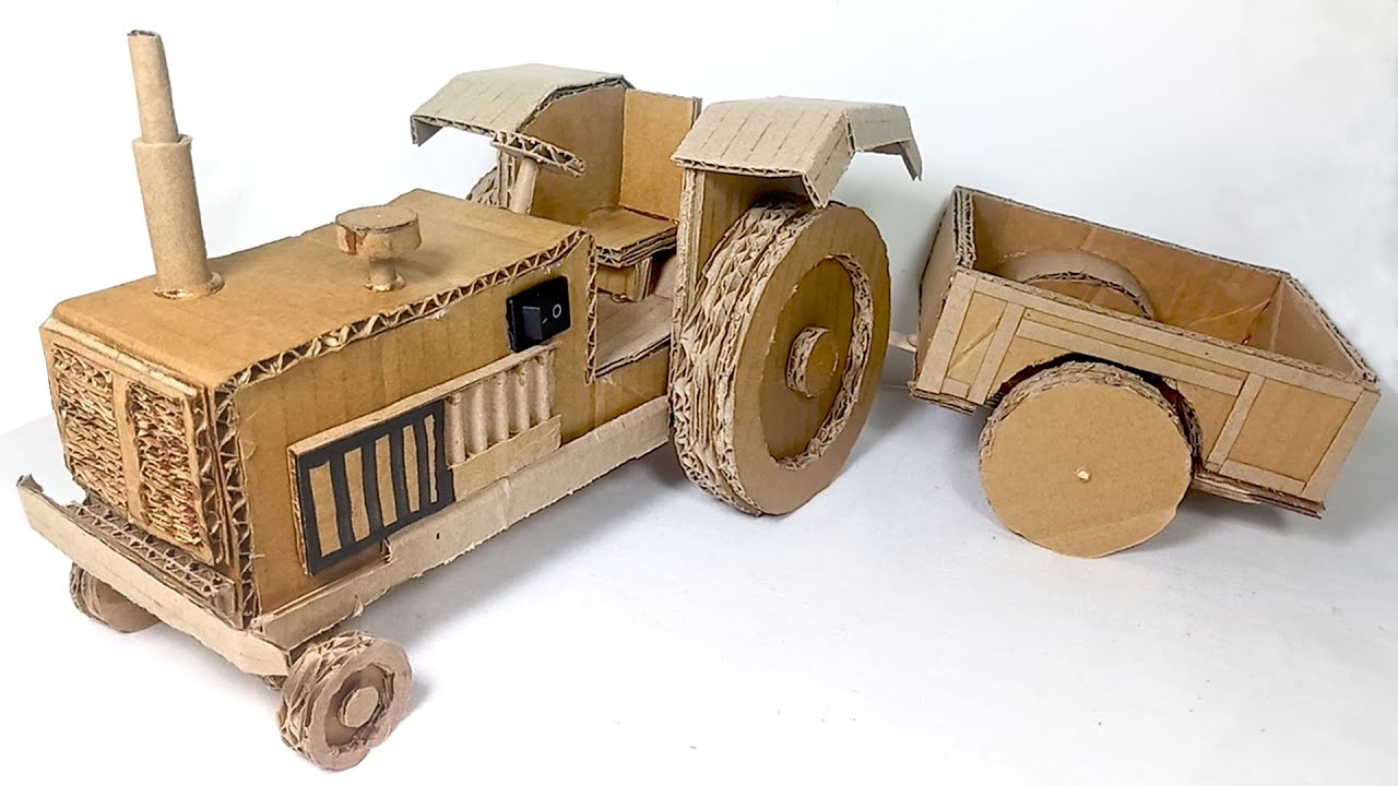 Como hacer un tractor con remolque en cartón | sencillo de hacer - 100% ...