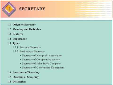 11th SP 1st Chapter-Secretary | Features | Functions | Qualities ...
