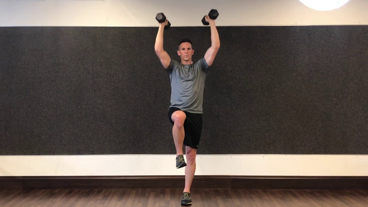 Single Leg Double Arm Shoulder Press - YouTube
