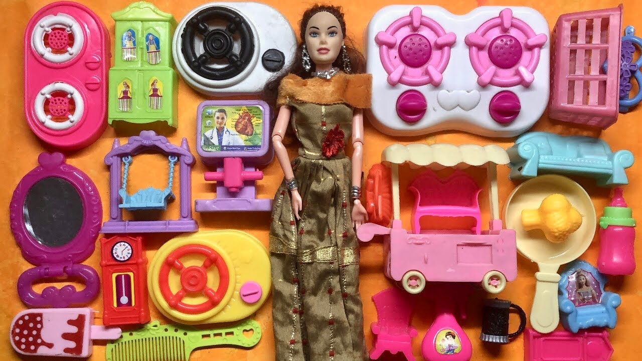 Miniature kitchen cooking food toy || barbie doll kitchen cooking food ...