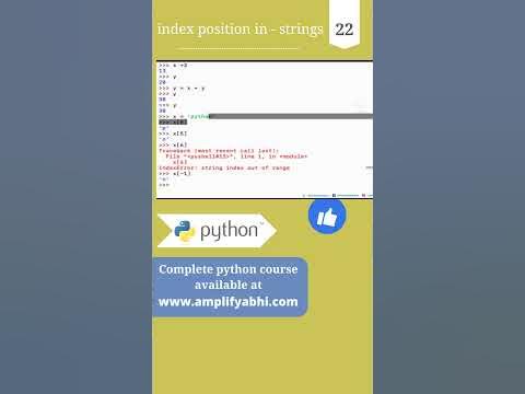 Python : Making use of index in string | Part 2 | index positions | #shorts #amplifyabhi | py 22 ...