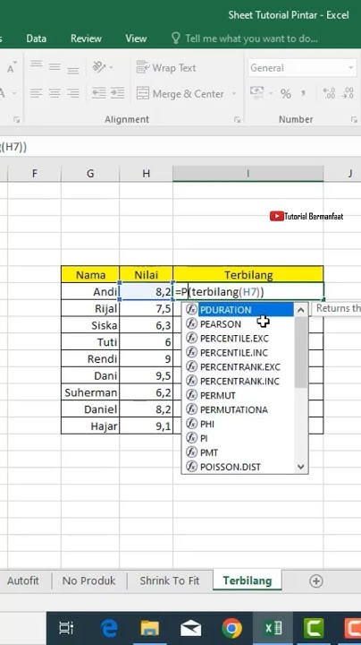 Cara cepat membuat terbilang di excel - YouTube