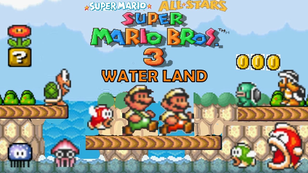 Super Mario All Stars: Super Mario Bros 3 (World 3) Water Land - YouTube