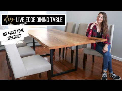 DIY Live Edge Dining Table With Metal Legs | MY FIRST TIME WELDING