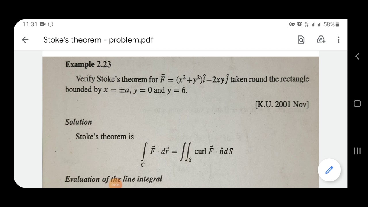 Stoke's theorem - verification problem - YouTube
