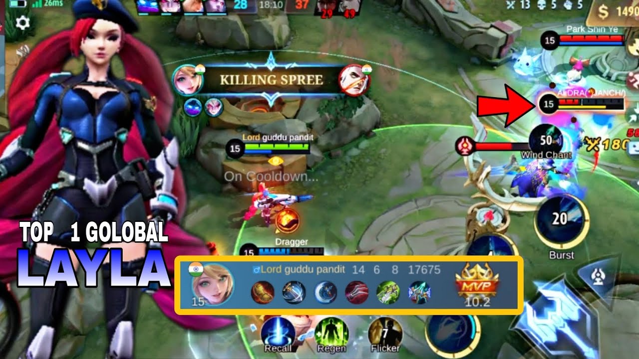LAYLA LONG RANGE+ ONE SHOT COMBO !! LATE GAMING LAYLA!! BUILD TOP 1 ...