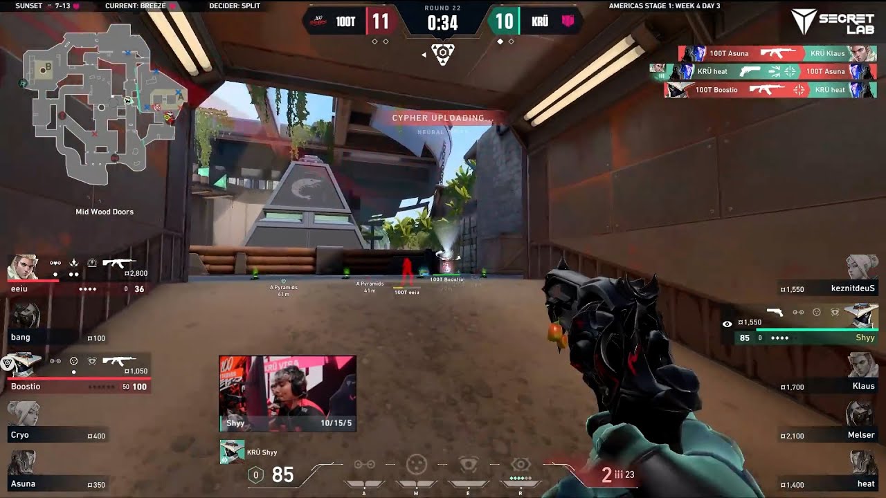 KRÜ Shyy 1v2 Sheriff Clutch vs 100 Thieves | VCT Americas 2024 - YouTube