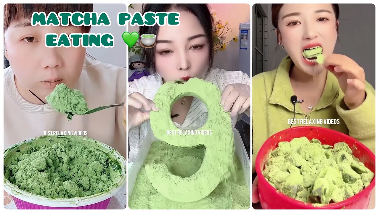 [ASMR] HEAVY MATCHA POWDERED ICE EATING MATCHA ASMR & BIG BITES 😋 ...