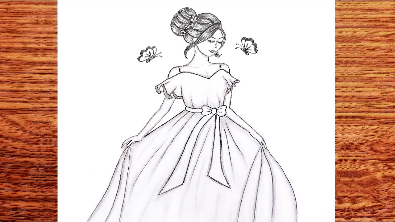 How to draw a cute Girl with Butterflies with Pencil | Drawing easy for ...