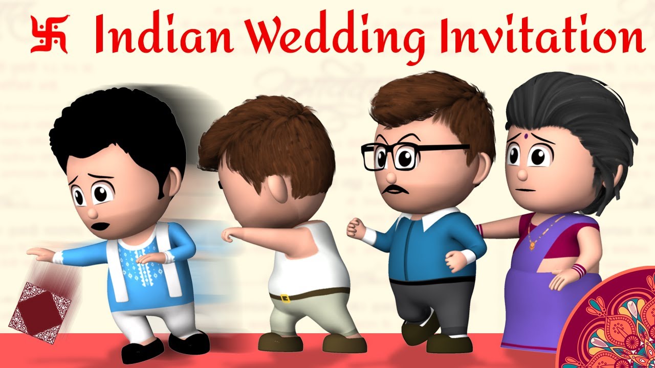 Indian wedding invitation | Hindi Storytime Animation | Indian comedy ...