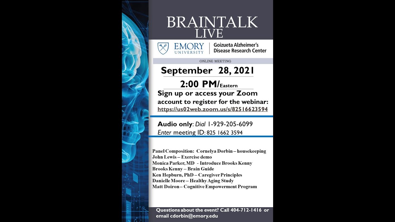 Emory BrainTalk Live, Tuesday, September 28, 2021 - YouTube
