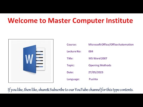 Tutorial#004 How to open MS Word 2007 by Different ways and methods ...