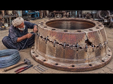 Completely Broken Truck Brake Drum Rebuilt Like New | Amazing Manufacturing Process
