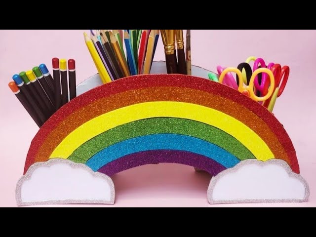 Home & Living Office & School Supplies Rainbow Art Theme Pen Holder ...