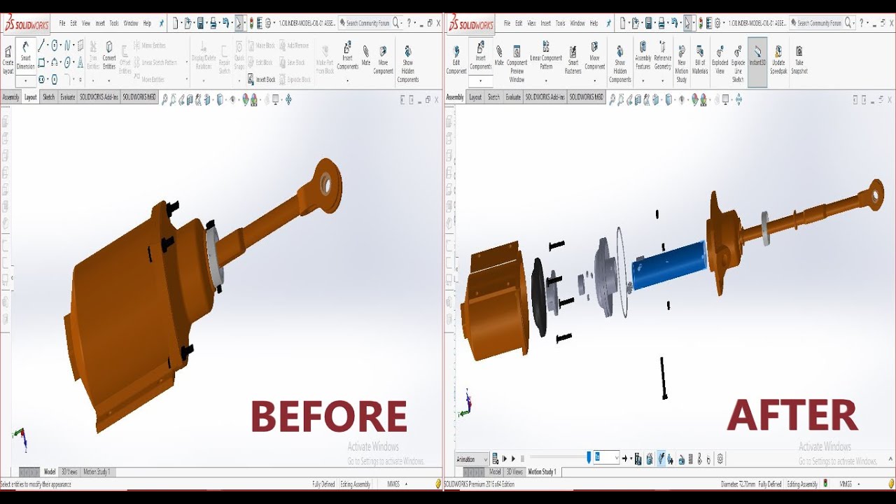 EXPLODED VIEW IN SOLIDWORKS TUTORIAL !AIR BRAKE CYLINDER EXPLODED VIEW ...