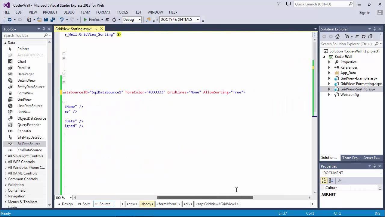 ASP.NET GridView Sorting (SqlDataSource) (C#) Part 5 - YouTube