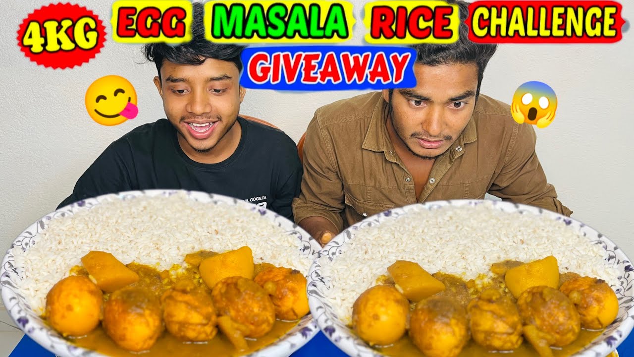 4 KG EGG MASALA RICE CHALLENGE | GIVEAWAY 2020 | MASSIVE EGG MA - YouTube