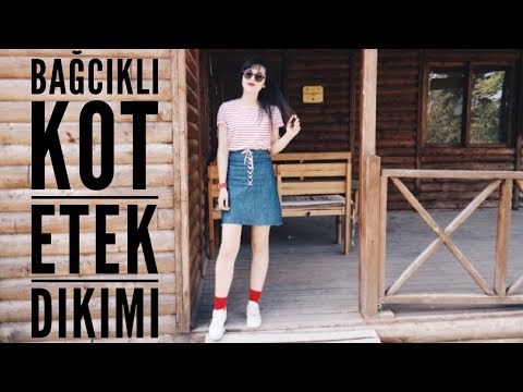 Bağcıklı Kot Etek Dikimi | Kıyafetlere nasıl yazılır ? | Kalıpsız |