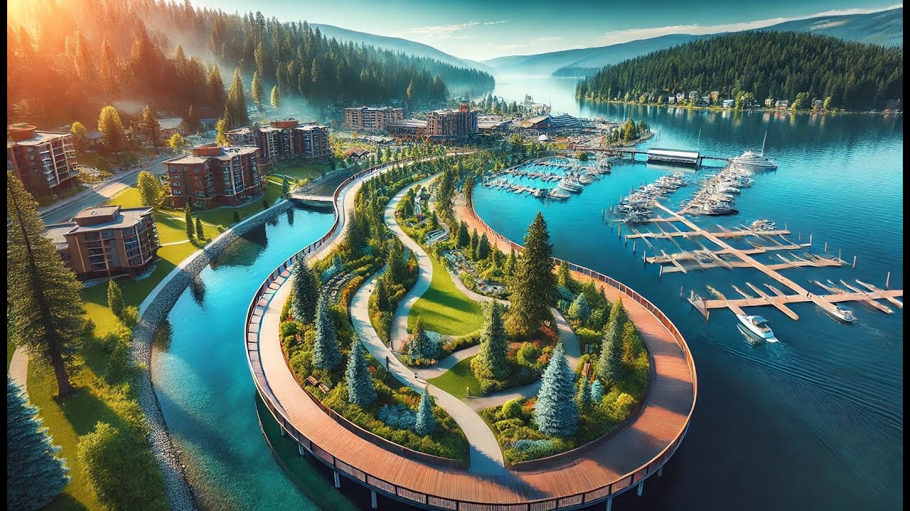 Aerial Journey Over Coeur d'Alene Resort Boardwalk & Park | Stunning ...
