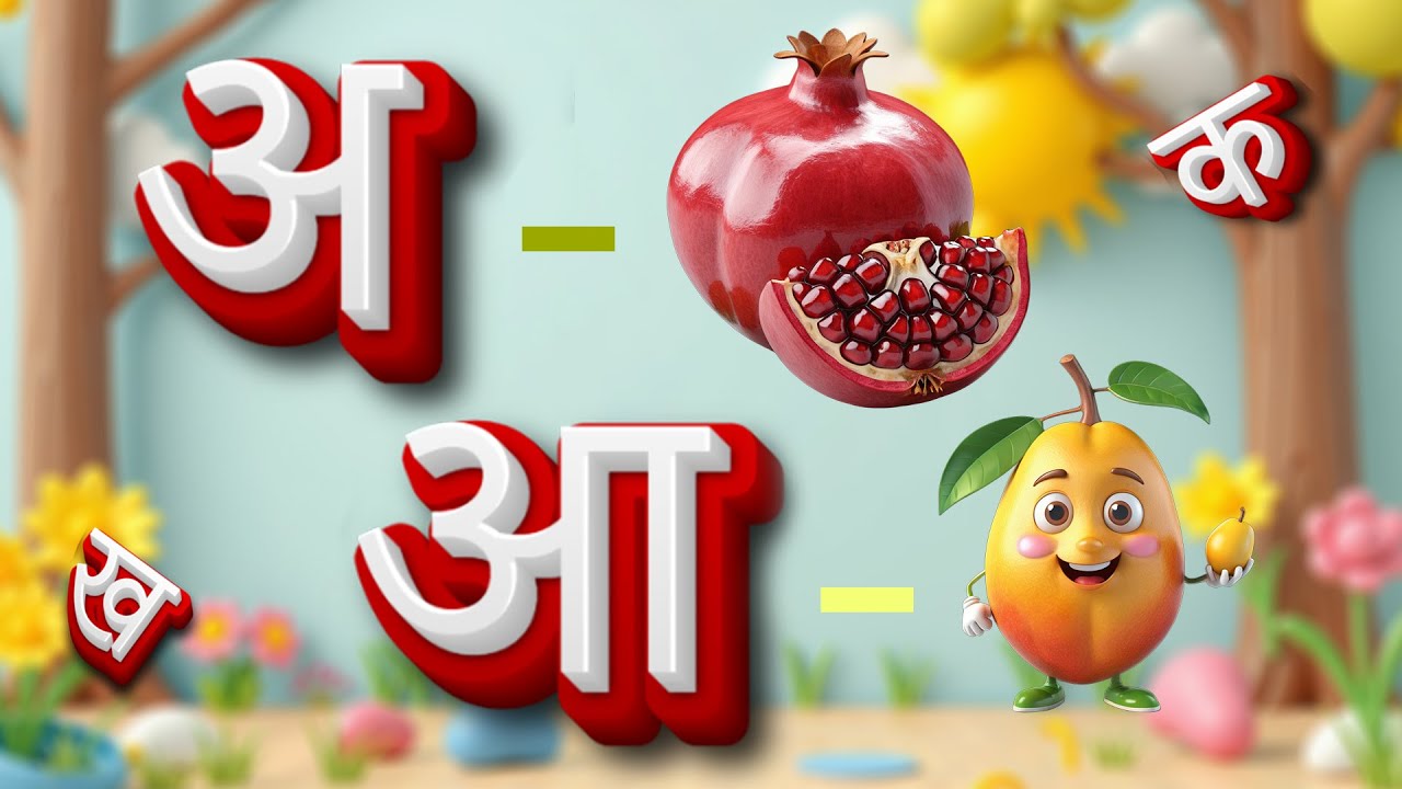 A se anaar अ से अनार a for apple A B C Song Learn Alphabet Kids Poem ...
